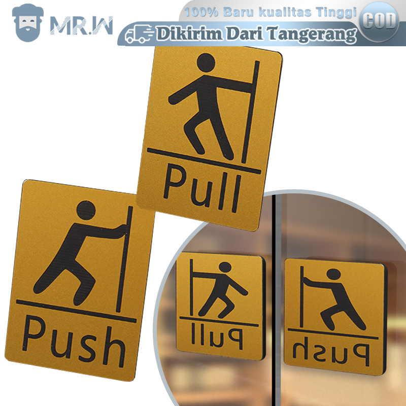 Jual 1 Sepasang Push Pull Door Sign Self-Adhesive Tulisan Tarik Dorong ...