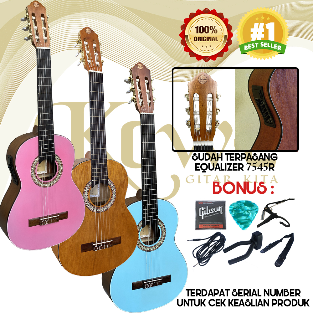 Jual Gitar 3/4 Merk Kowe Classic Akustik Elektrik Original EQ 7545R ...