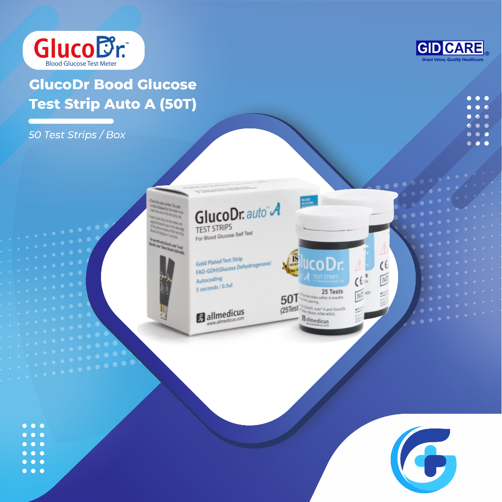 Jual GlucoDr Blood Glucose Test Strip Auto A 50T (25strip x 2 Btl ...