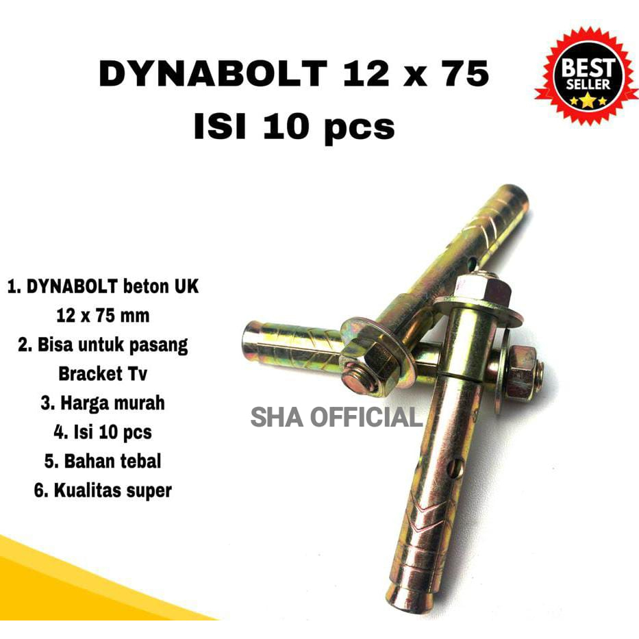 Jual Dinabol Dynabolt Dinabolt Baut Tanam 12x75 HARGA PER 5 PCS & 10 ...