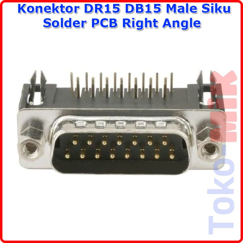 Jual DB15 15 PIN MALE PCB CONNECTOR D-SUB ROW 90 DEGREE tektron22 Buru ...