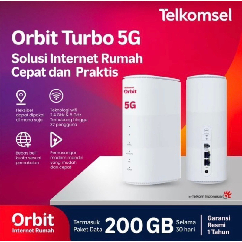 Jual MODEM WIFI ROUTER TELKOMSEL ORBIT TURBO 5G ZTE MC801A BONUS 200GB ...