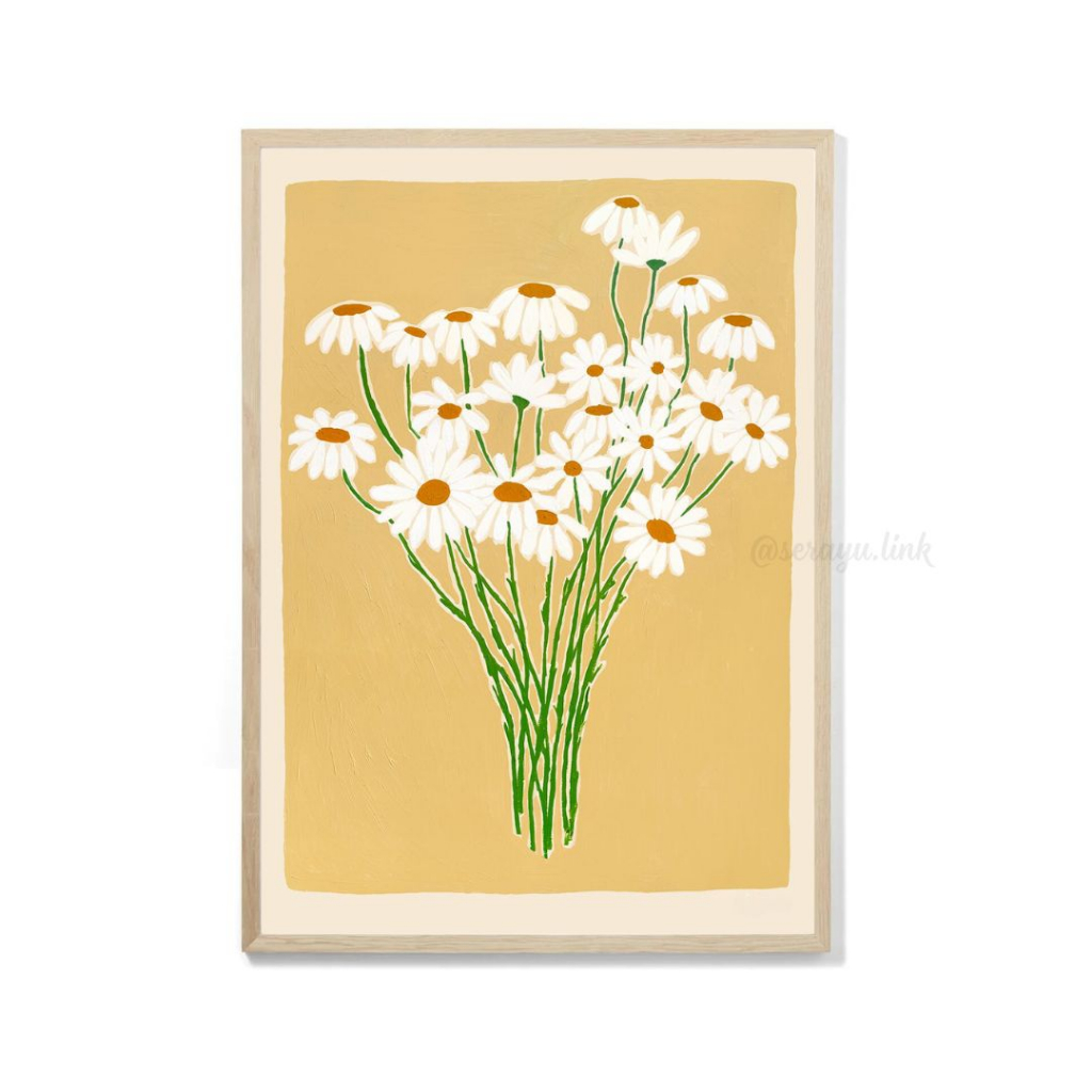 Jual Poster "Bunga Daisy" Art Print Plus Frame Kayu Premium Gaya ...