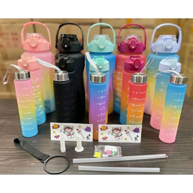 Jual Botol Motivasi 3in1 Botol Gradasi viral 3in1 isi 3 | Shopee Indonesia