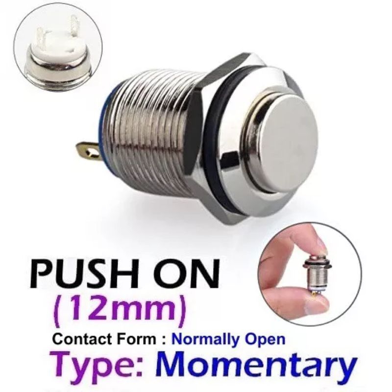 Jual Switch Momentary Push On 12mm Stainless Saklar Tombol Starter ...