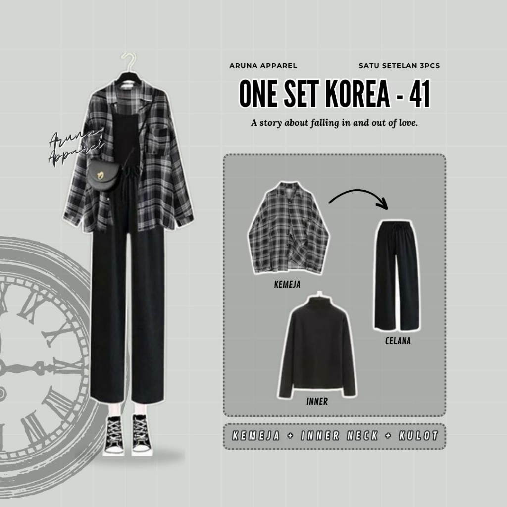 Jual 3in1 Setelan Outfit Korean Style, Mamba Outfit, Ullzang, Setelan ...