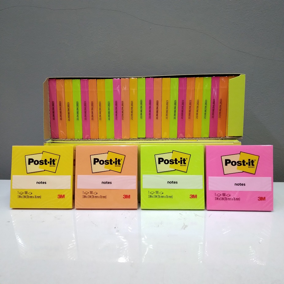 Jual 3M Post It Super Sticky Notes 654-24ASST 1 box isi 24 pad | Shopee ...