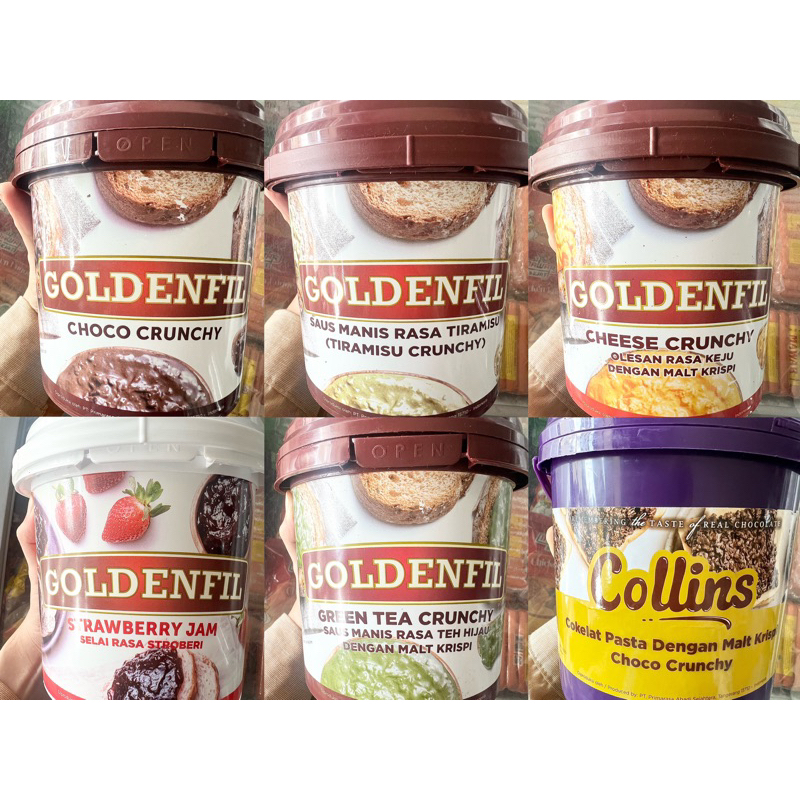 Jual Goldenfill / collins / choco crunchy / stramberry jam / green tea ...