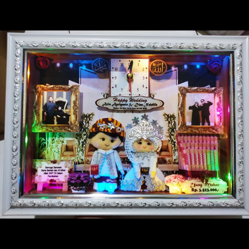 Jual Mahar Pernikahan Bingkai Uang Frame 3D Ukuran full 25x35x5cm ...