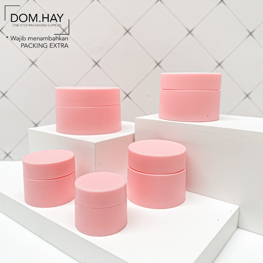 Jual Pot Cream Pastel Pink Doff Plastik Double Layer Skin Care Botol ...