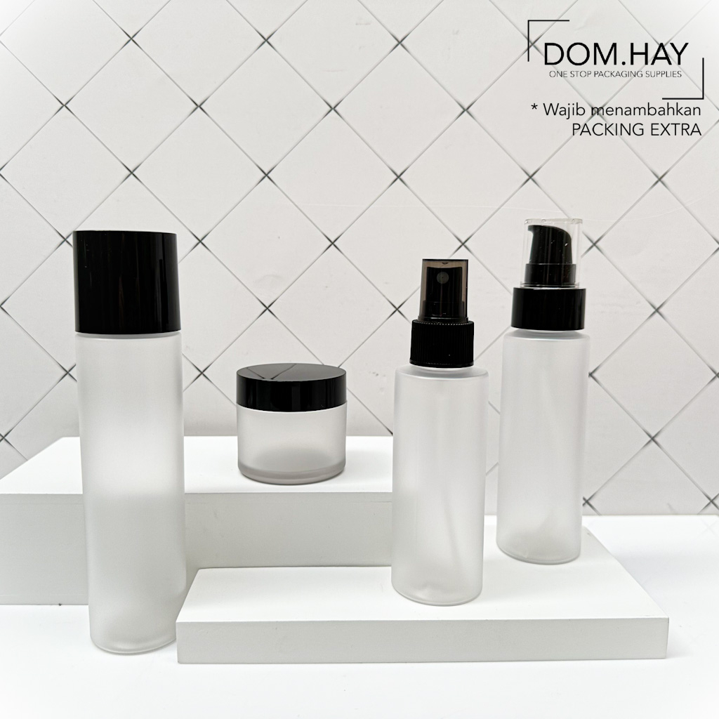 Jual Botol Paket Skin Care Plastik Frosted Tutup Hitam Cosmetik Set ...