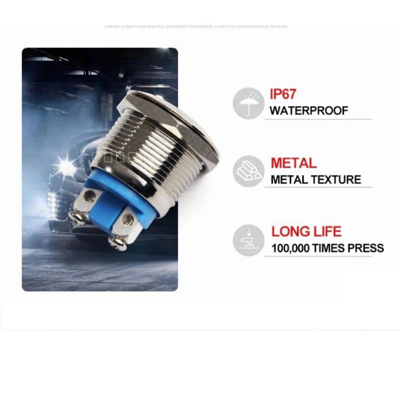 Jual Flat / Momentary Switch 16mm Stainless Push Button On Waterproof ...