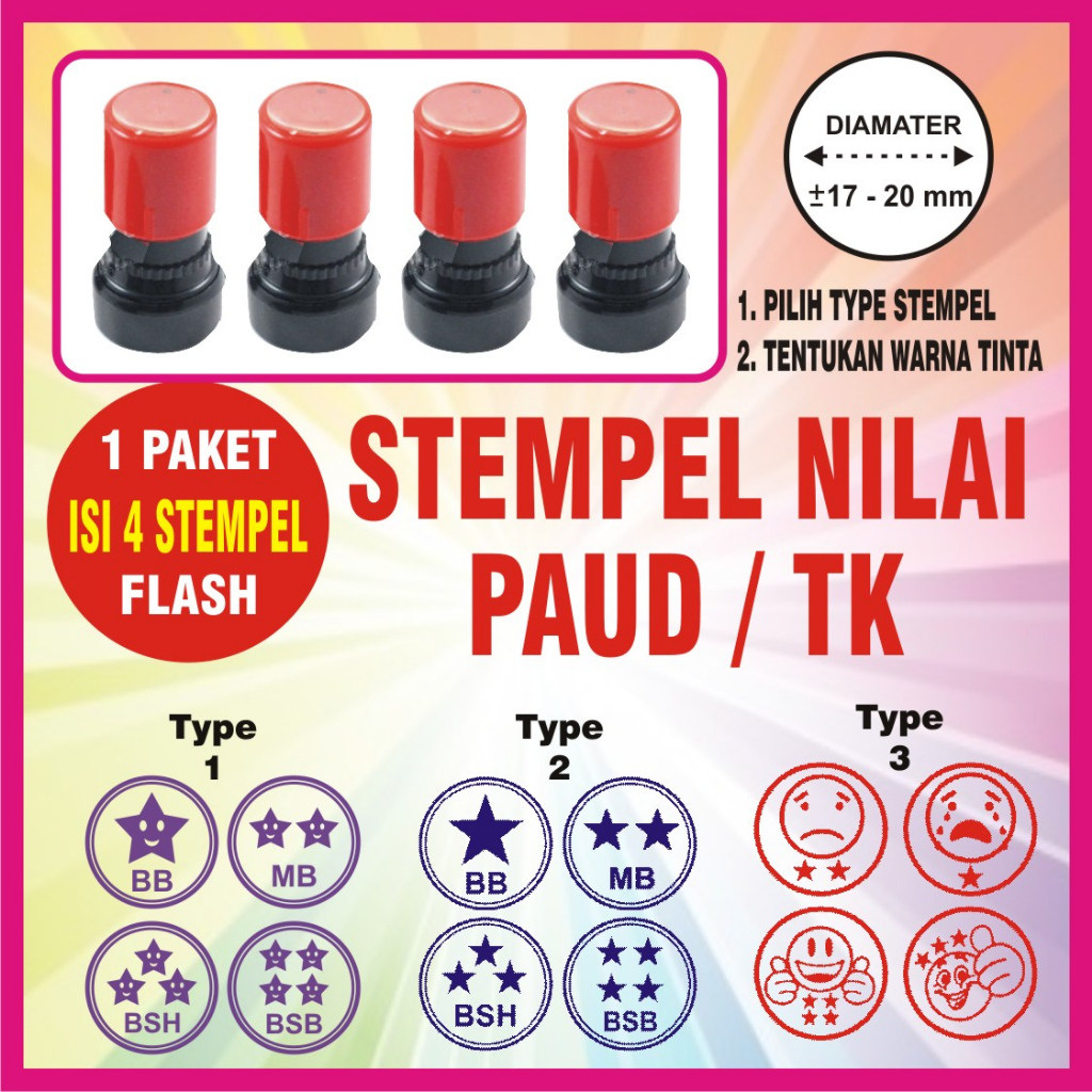 Jual PAKET STEMPEL ISI 4 || NILAI BINTANG TK PAUD SD | Shopee Indonesia