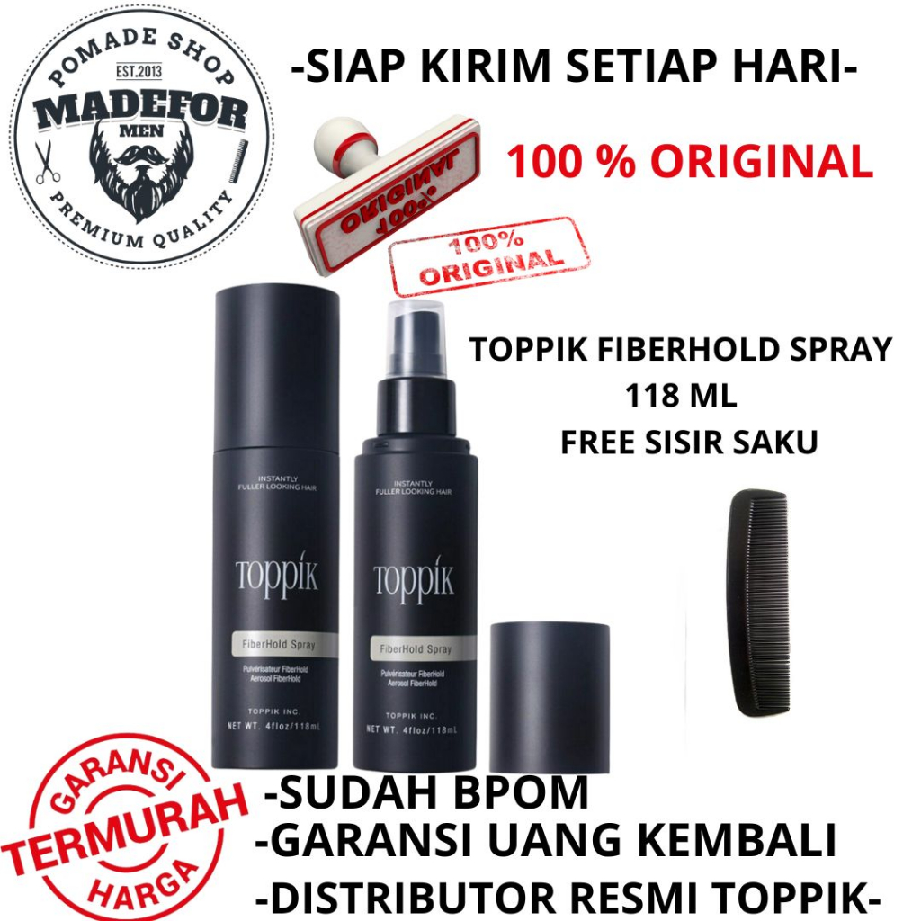 Jual TOPPIK HAIR SPRAY FIBERHOLD TOPPIK HAIR SPRAY FIBER HOLD UKURAN 118ML FREE SISIR | Shopee ...