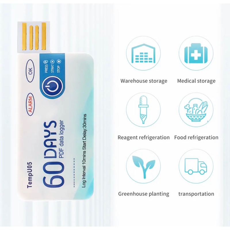 Jual TempU05 TempU5 60 Days Temperature Data Logger Suhu Disposable USB Single Use 10000 Points ...