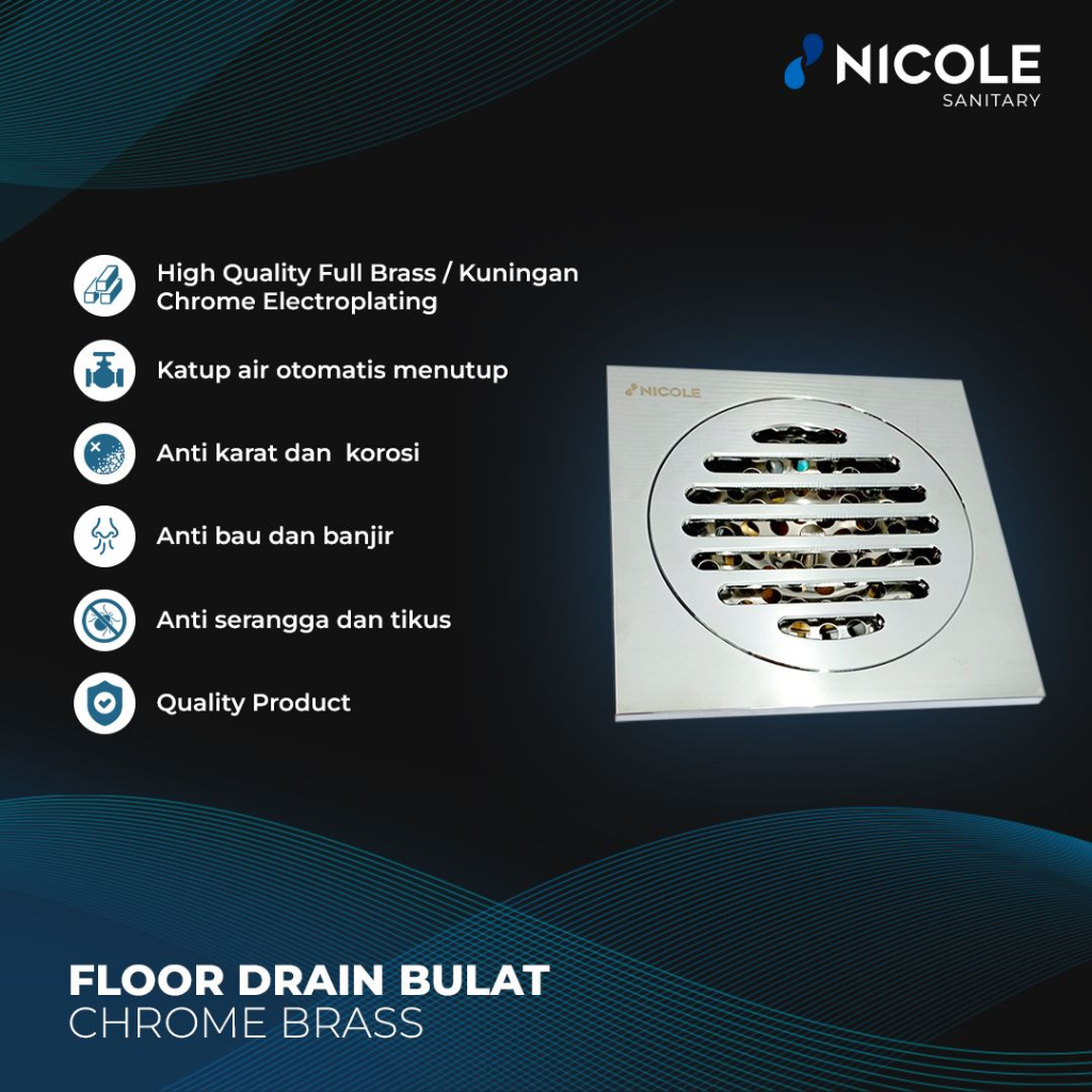 Jual Nicole Sanitary Floor Drain Bulat Kuningan / Saluran Air Penutup ...
