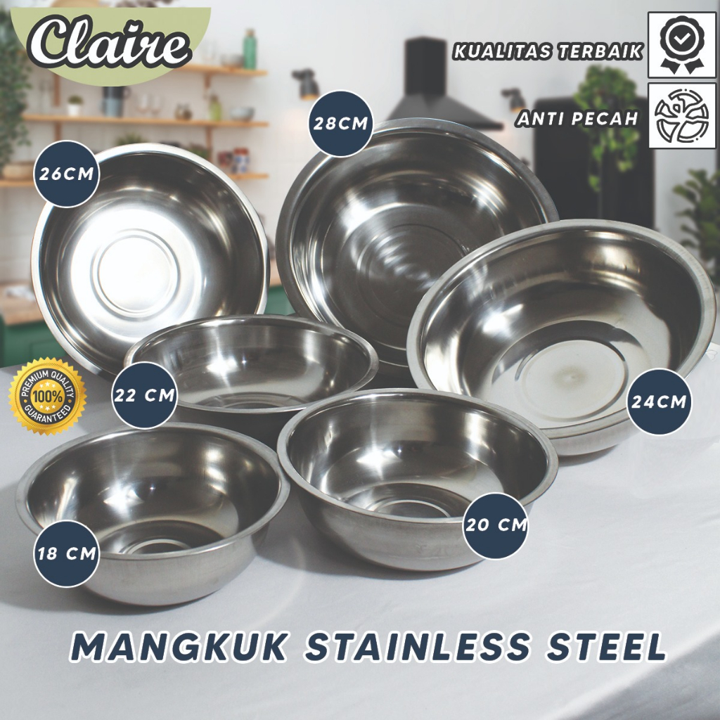 Jual Claire Baskom Stainless Steel / Baskom Banyak Ukuran / Baskom ...