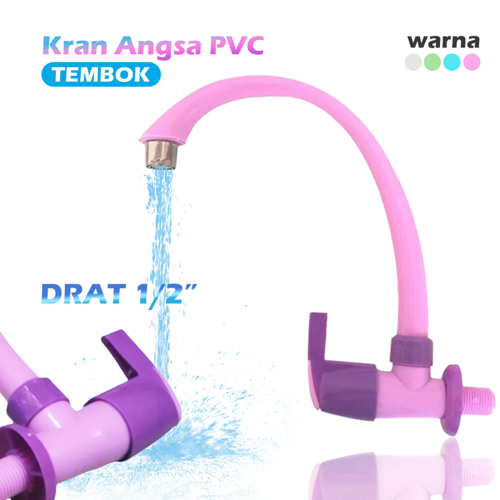 Jual Kran Angsa PVC Tembok Bak Cuci Piring Plastik 1/2 Inch - Kran ...