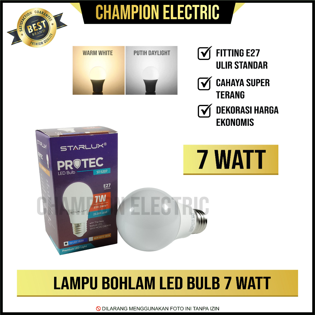 Jual Lampu LED 7W - Bohlam Warna Putih atau Warm White | Ekonomis ...