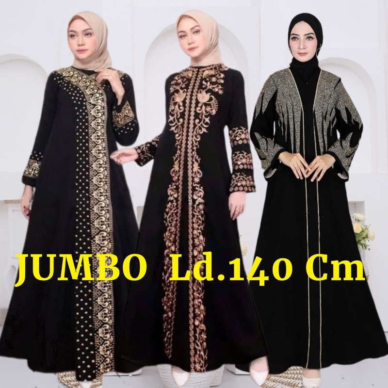 Jual Abaya Bordir Super Jumbo Ld.140 cm Gamis Hitam Polos | Shopee ...