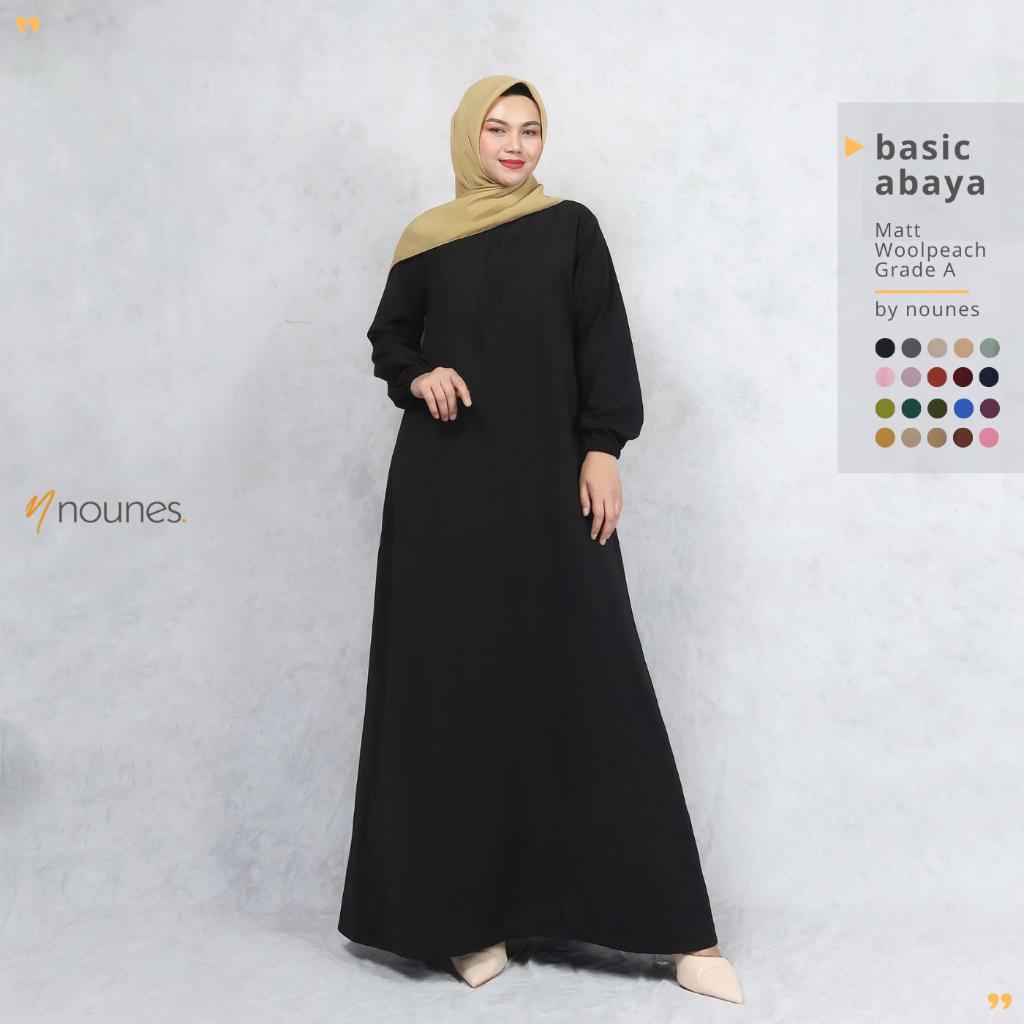 Jual Nounes Basic Abaya Dress Gamis Daily Polos Wanita Saku Kanan Matt Woolpeach Grade A ...
