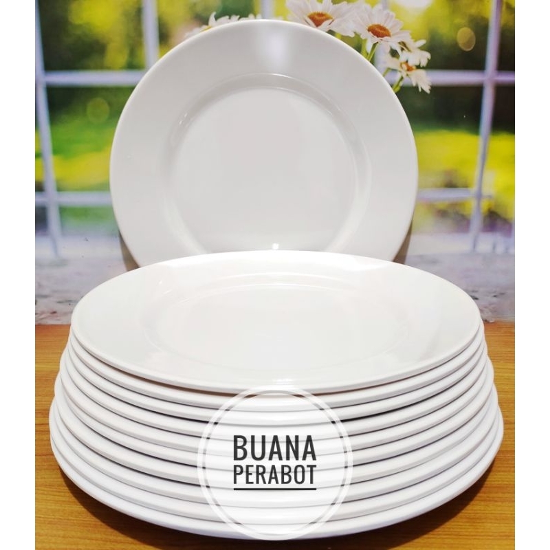 Jual PIRING MAKAN BULAT MELAMIN BESAR DIAMETER 25 CM BAHAN TEBAL ANTI ...