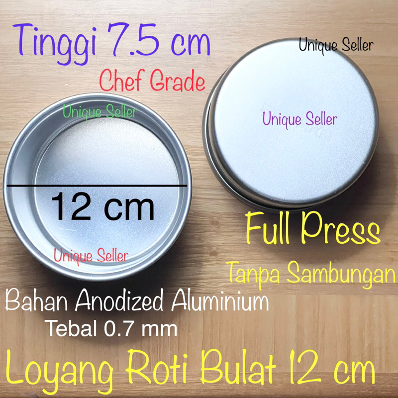 Jual Loyang Kue BULAT Press Tanpa Sambungan 12cm Tinggi 7.5 cm TEBAL / Loyang Bulat Full Press ...