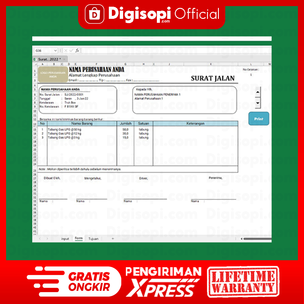Jual Aplikasi Surat Jalan Excel & 135+ Excel Templates & Spreadsheets ...