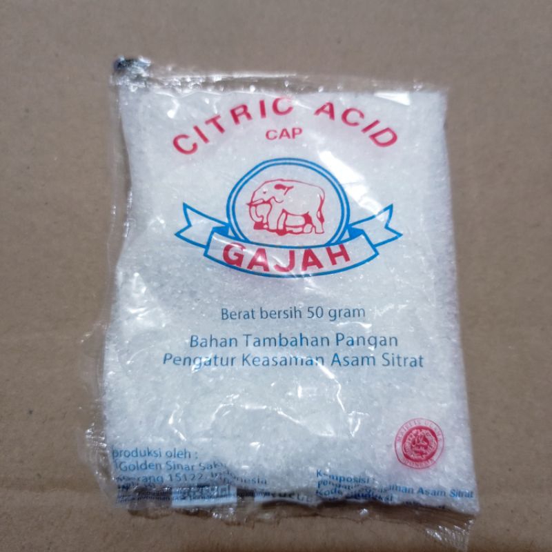 Jual Citric Acid Asam Sitrat Cap Gajah 50gr | Shopee Indonesia