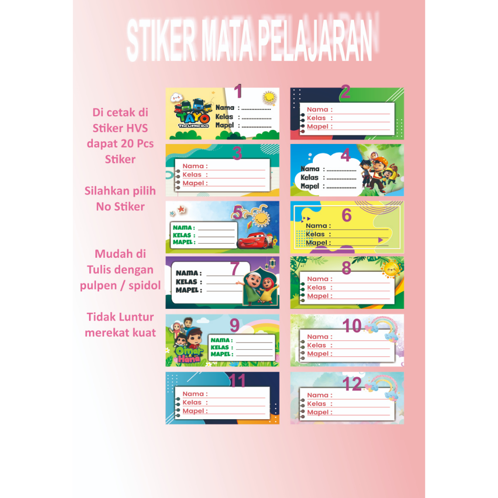 Jual STIKER MATAPELAJARAN / STIKER MAPEL | Shopee Indonesia