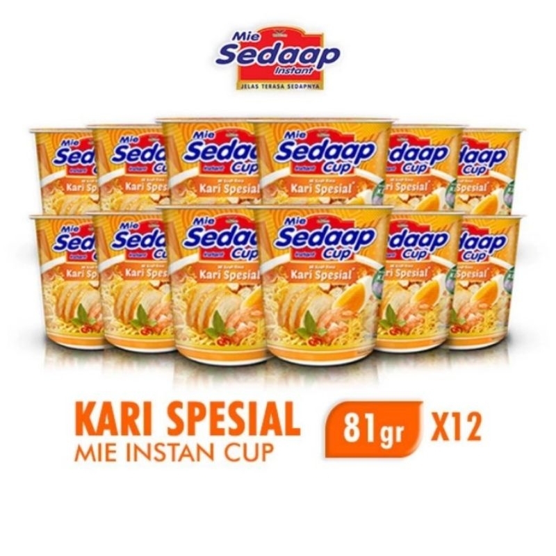 Jual Mie Sedaap Cup Mi Instan Kari Spesial 81g 1 Dus 12 Pc | Shopee ...