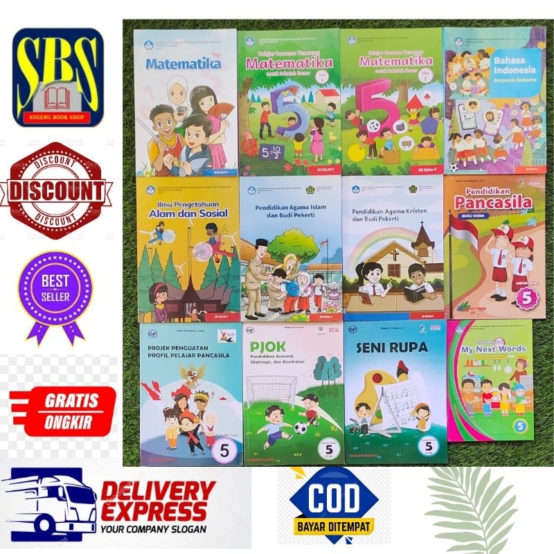 Jual BUKU PAKET KURIKULUM MERDEKA KELAS 5 SD/MI MATEMATKA. B INDONESIA, B INGGRIS,IPAS,PAI,PAK ...