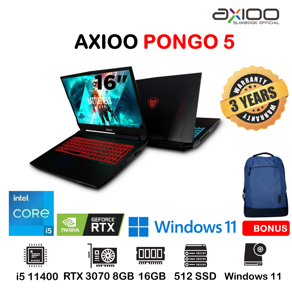 Jual Laptop Axioo Gaming Pongo 5 i5 11400 16GB 512 SSD RTX 3070 8GB ...