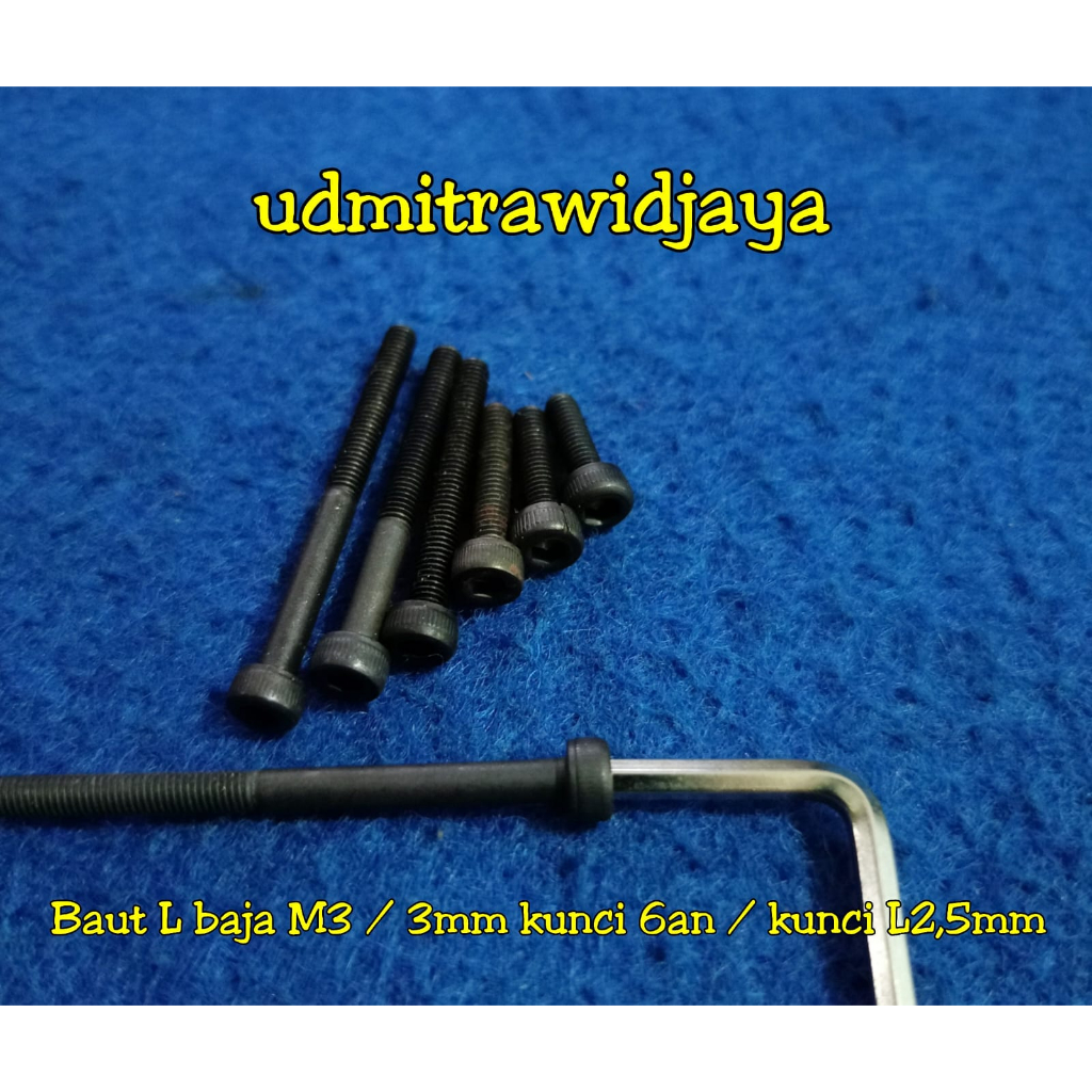Jual Baut L M3 3mm kunci 6an baut L baja 8.8 baut kunci L 2,5mm panjang ...