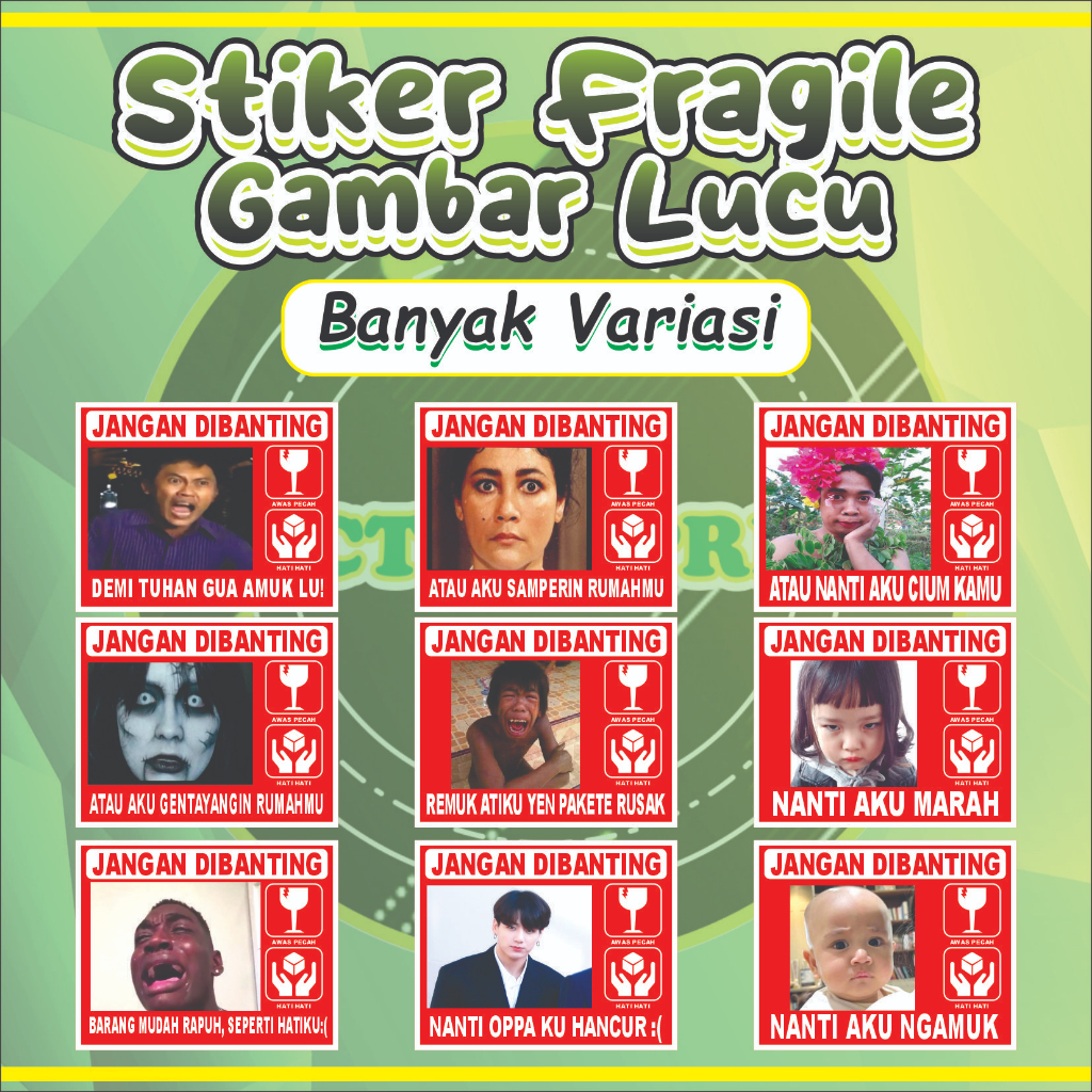 Jual A3 / Stiker Fragile Gambar Lucu / Sticker Jangan Di Banting ...