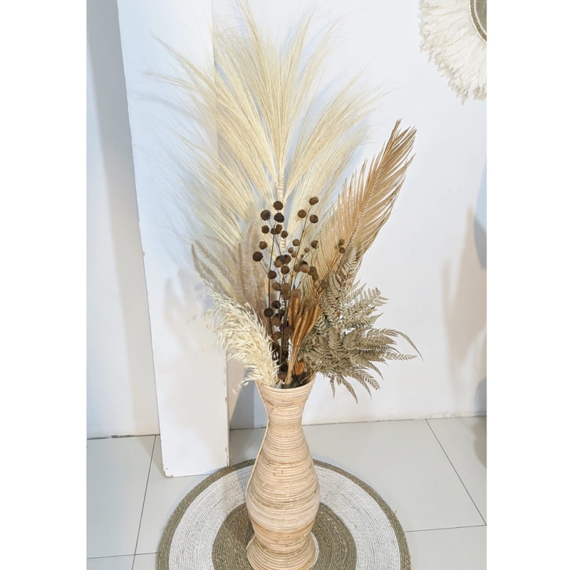 Jual PAKET HEMAT DAN VAS ROTAN 70CMPAMPAS+DAUN PALEM KERING+BUNGA ...