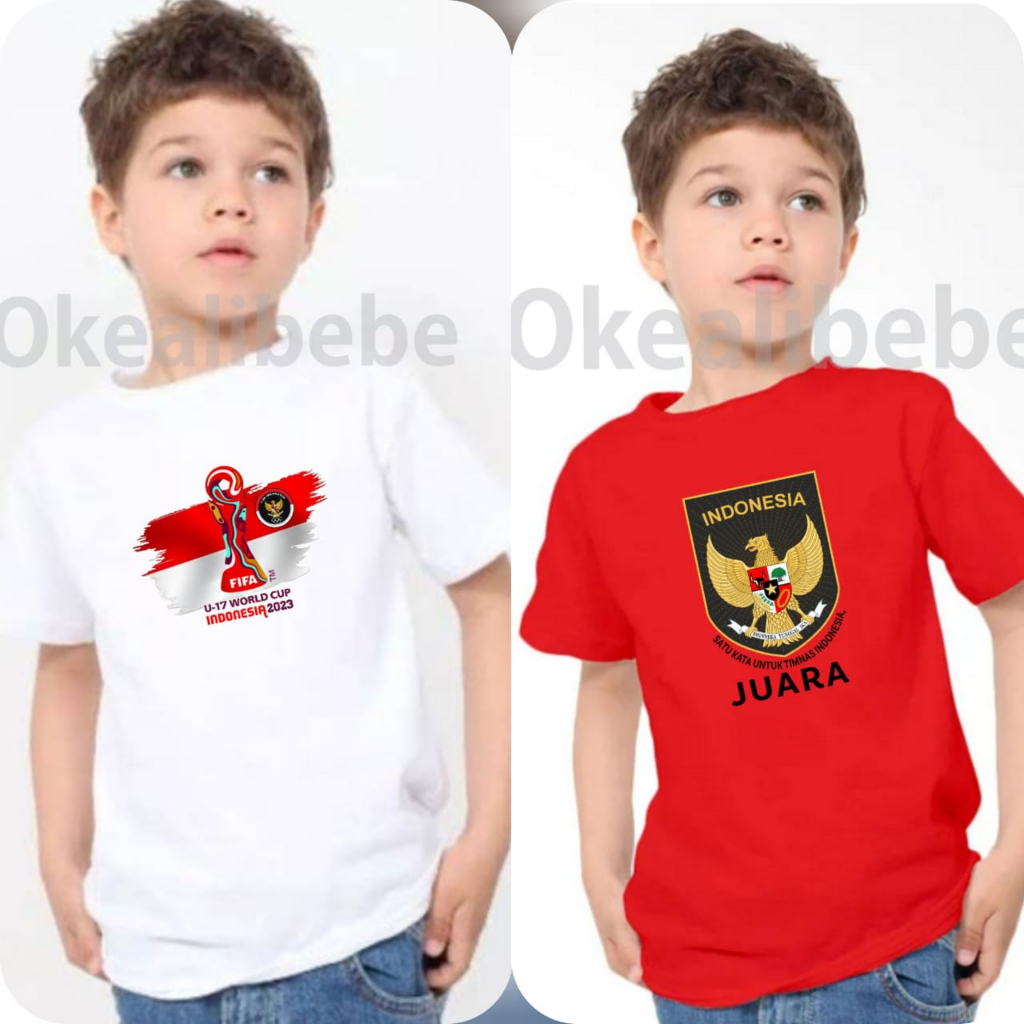 Jual KAOS ANAK ANAK UNISEX KAOS TIMNAS INDONESIA U17 PIALA DUNIA SABLON DIGITAL | Shopee Indonesia