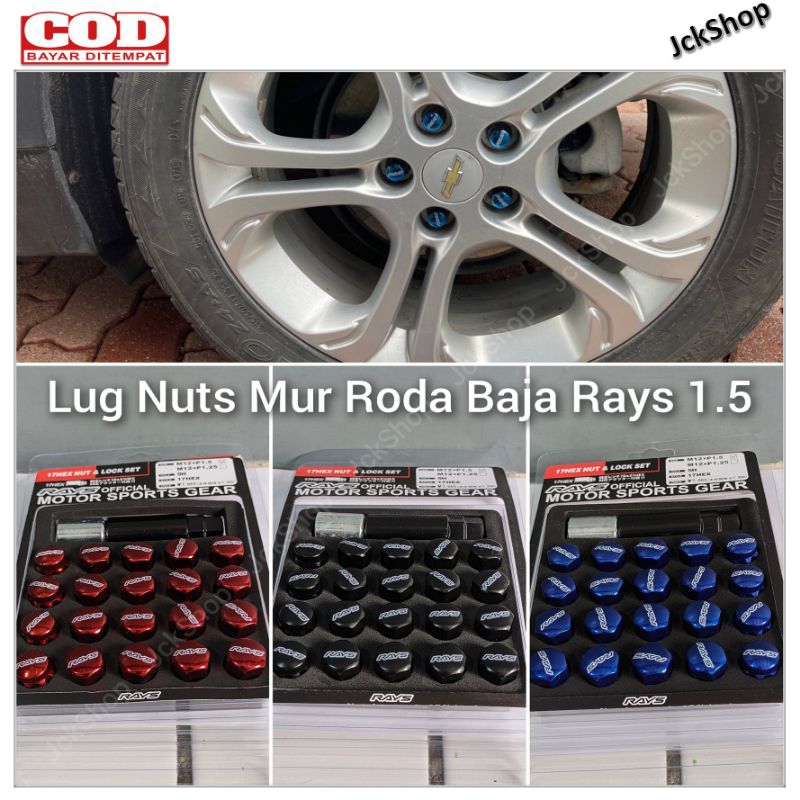 Jual Mur Baut Roda Racing Rays + adaptor | Shopee Indonesia
