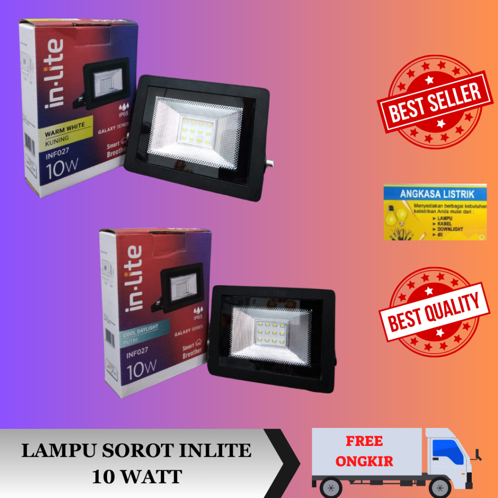 Jual LAMPU SOROT FLOODLIGHT LED INLITE 10W 10 WATT - INF027 - | Shopee Indonesia