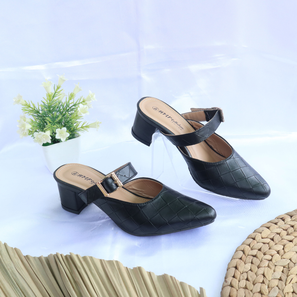 Jual HMF Varita Sepatu Heels Mules Wanita AJ05 | Shopee Indonesia