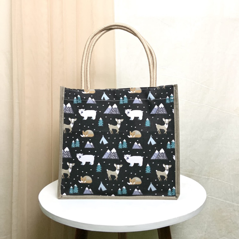 Jual Tas Jinjing Kanvas Tali Sumbu Handbag Kanvas Motif Kecil Tas Tali ...