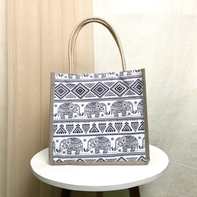 Jual Tas Jinjing Kanvas Tali Sumbu Handbag Kanvas Motif Kecil Tas Tali ...