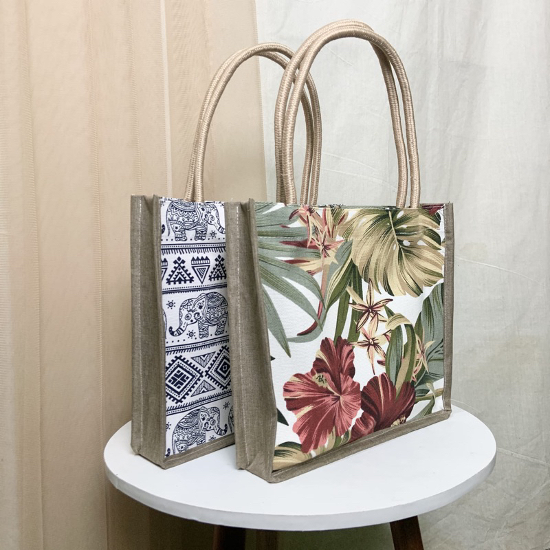 Jual Tas Jinjing Kanvas Tali Sumbu Handbag Kanvas Motif Kecil Tas Tali ...