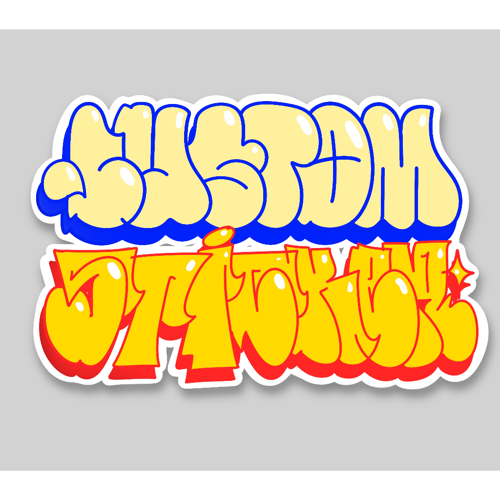 Jual CUSTOM STICKER NAMA SENDIRI CREW KOMUNITAS GRAFFITI THROWUP ...