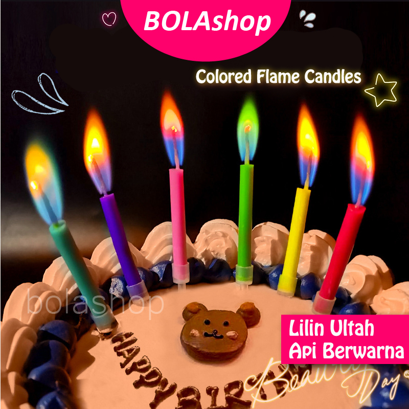 Jual Lilin Dengan Api Berwarna Warni Dekorasi Kue UlangTahun Unik ...