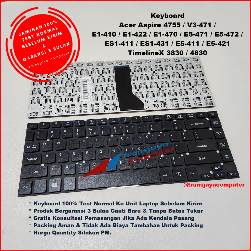 Jual Keyboard Laptop Acer Aspire 4755 4755G E1-422 E1-410 E1-432 E1-470 ...