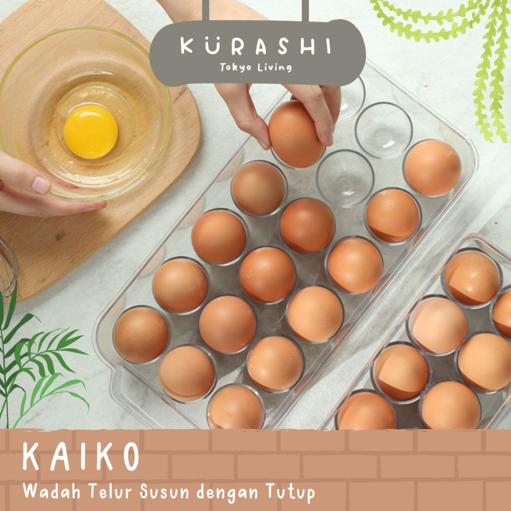 Jual 【KURASHI】KAIKO Wadah Simpan Telur Estetika Storage Holder Telur ...