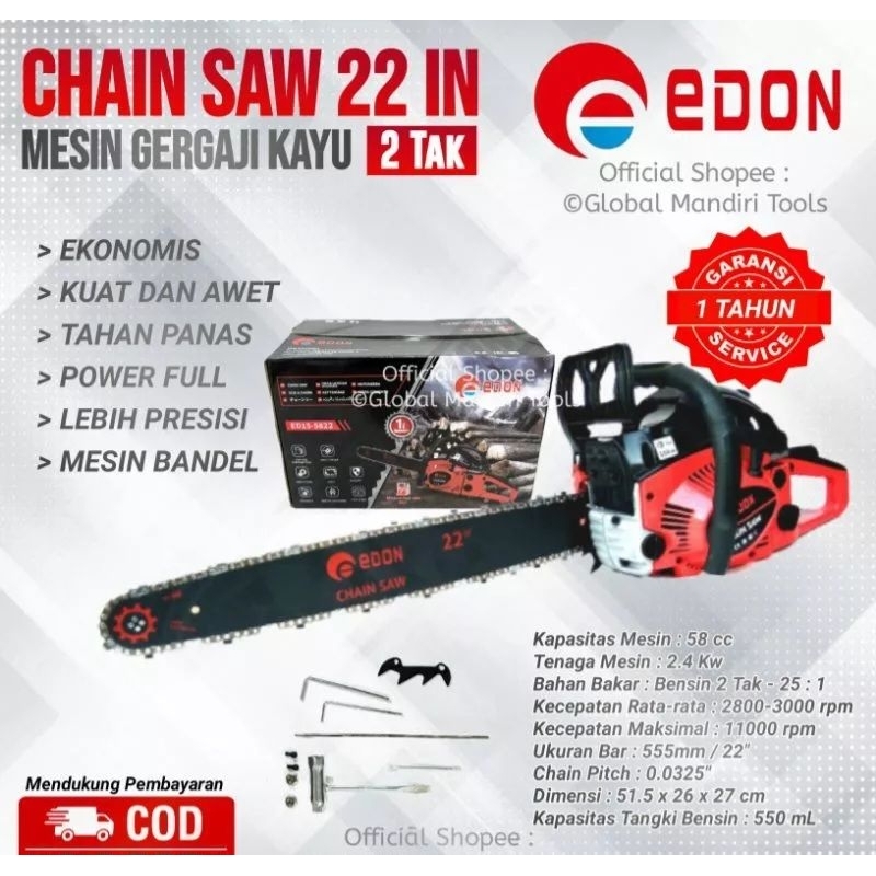Jual Mesin Chain Saw Edon 22inc / 22 inch / 22" / 22inch ED15-5882 ...