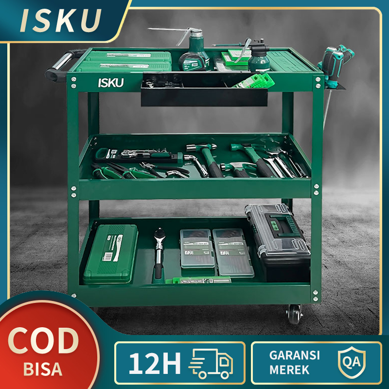 Jual ISKU Alat Perkakas Trolly/Trolly Bengkel Rak 3 Susun Trolly ...
