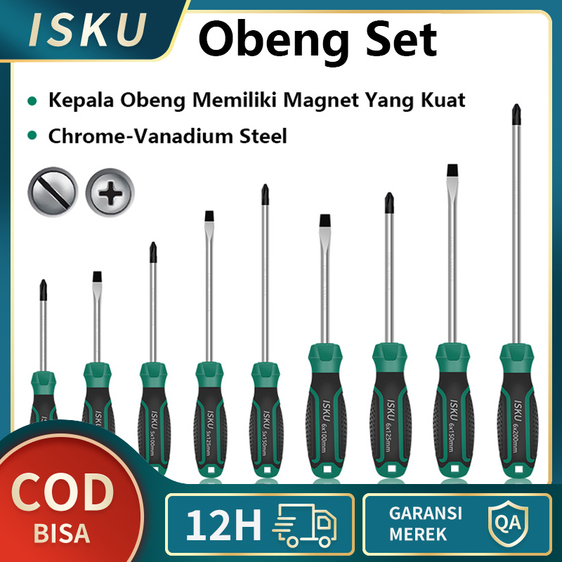Jual ISKU Obeng Set Plus Dan Minus Alat Perkakas Screwdriver Magnetik ...